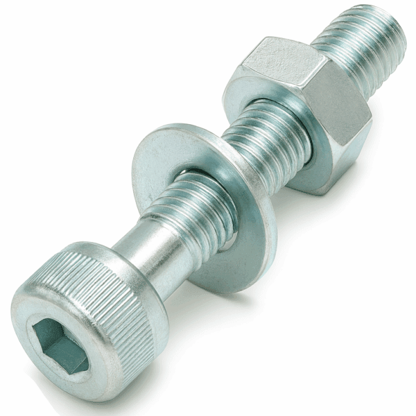 M24 x 45mm Socket Cap Screw, Nut & Washer (Assembled Bolt) High Tensile ...