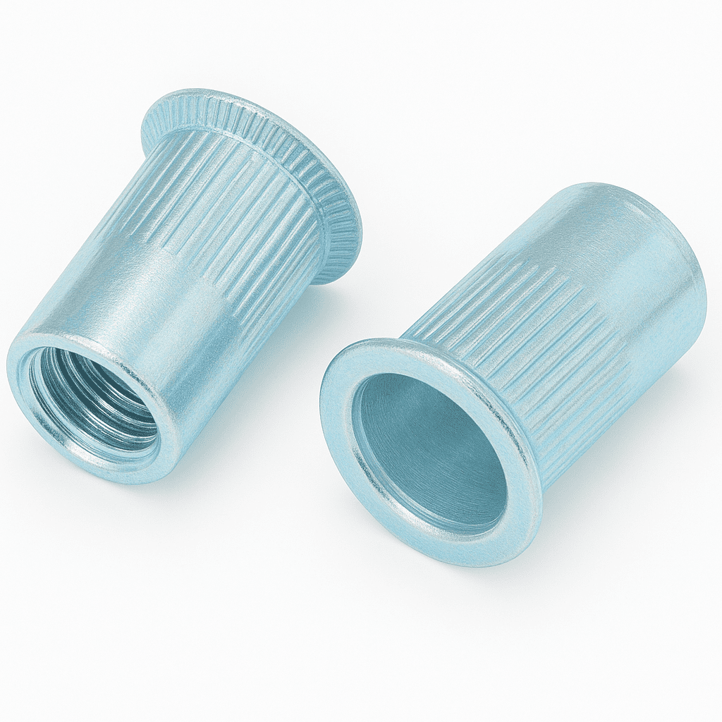 M6 x 17.0mm Steel Grooved Countersunk Head, Round Open End Rivet Nut ...