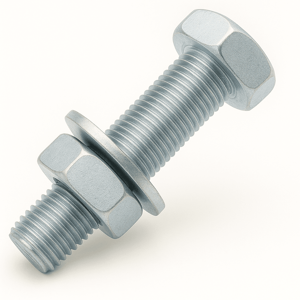 M36 x 160mm Hexagon Head Fully Threaded Setscrew, Nut & Washer (Assembled Bolt) High Tensile ...