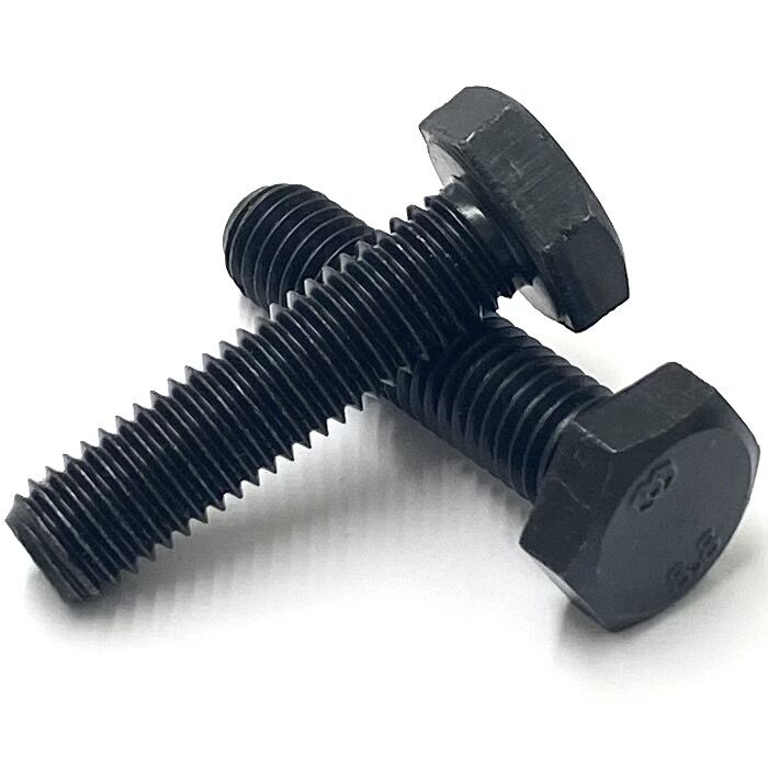 M12 x 300mm Hexagon Head Set Screws Bolts Fully Threaded Self Colour Black Grade 8.8, DIN 933 ...