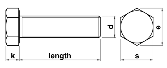 M8 x 130mm Hexagon Head Setscrew, Nut & Washer (Assembled Bolt) Full ...
